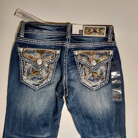 Grace in LA | Jeans | Grace In La Distressed Camo Capri Jeans New ...
